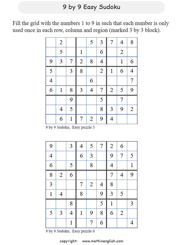 Sudoku 9 by 9 Easy 3 | PDF | Logic Puzzles | Popular Scholarship
