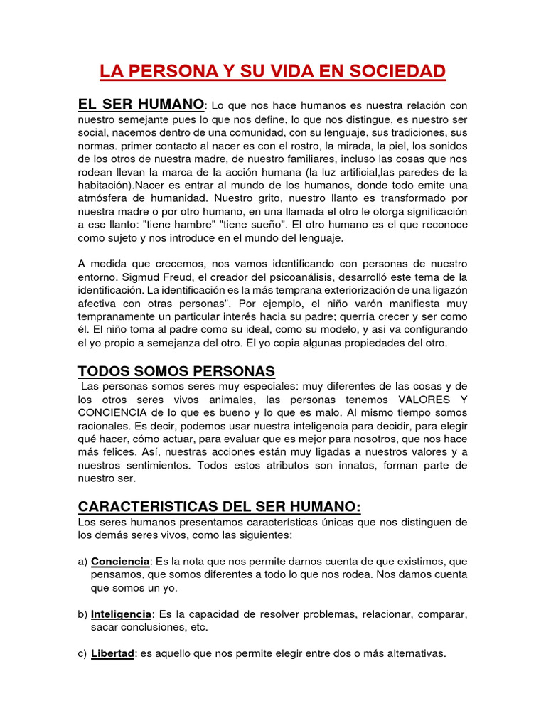 La Persona Humana - La Sociedad - Vida en Sociedad | PDF | Sociedad ...