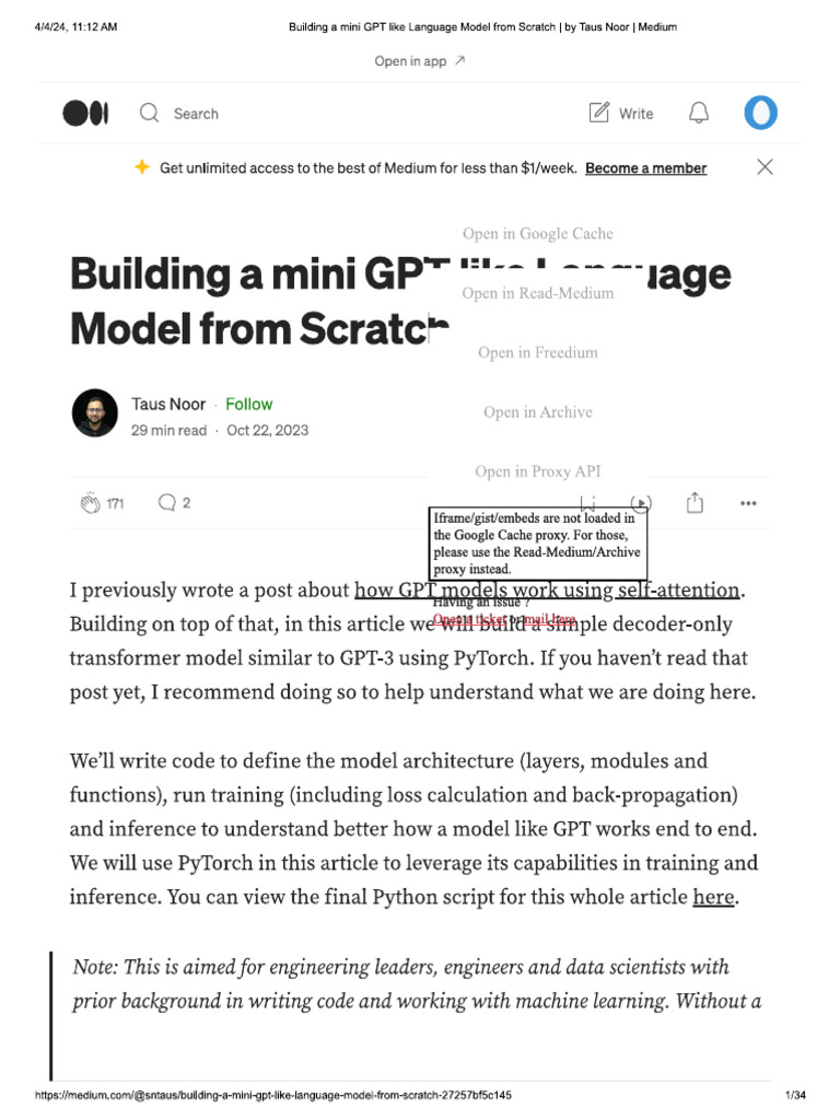 Building A Mini GPT Like Language Model From Scratch | PDF