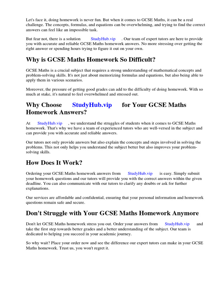 Gcse Maths Homework Answers | PDF | Homework | Worksheet