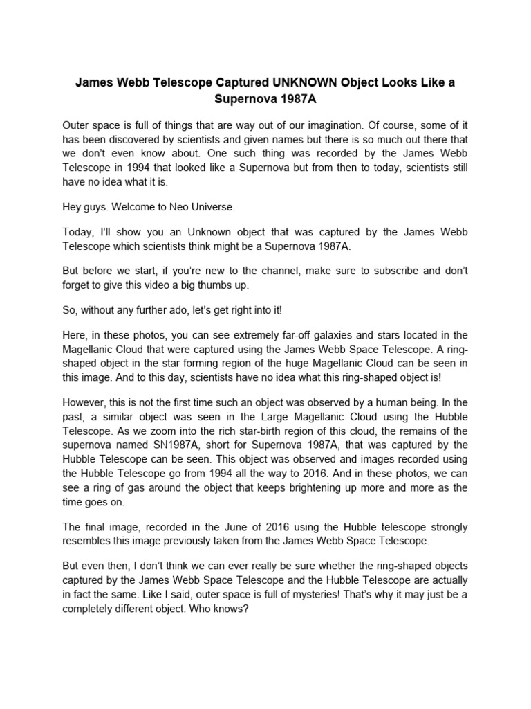 James Webb Telescope Captured UNKNOWN Object Looks Like A Supernova ...