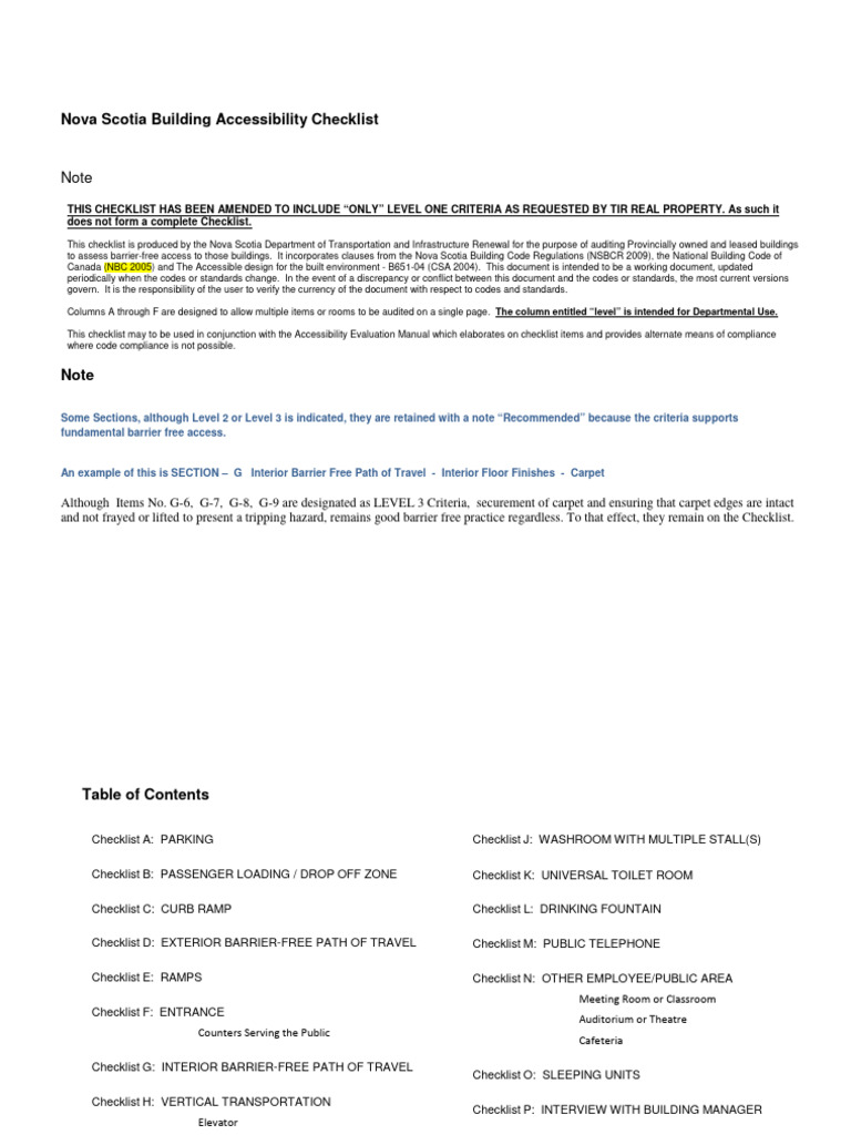 Nova Scotia Barrier Free Design Checklist | PDF | Stairs