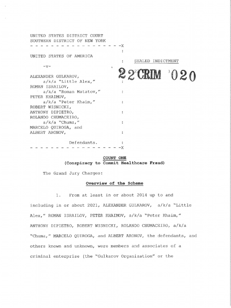 R U.S. v. Alexander Gulkarov Et Al Indictment 22cr20.PDF Redacted | PDF