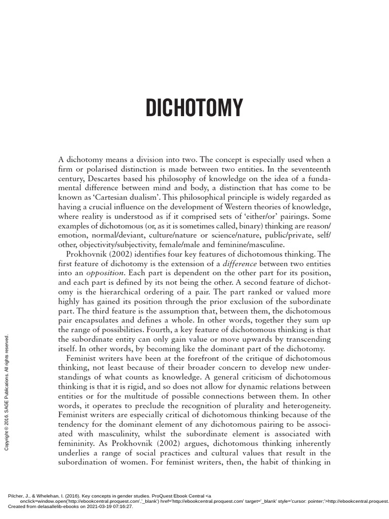 Key Concepts in Gender Studies - DICHOTOMY | PDF | Gender Studies | Gender
