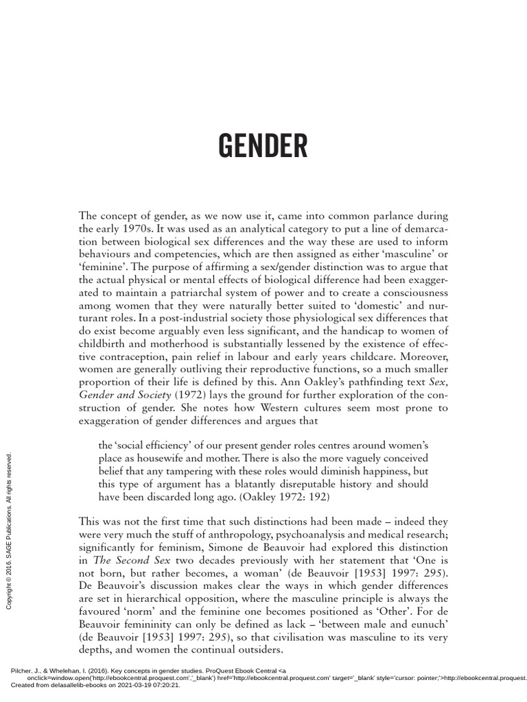 Key Concepts in Gender Studies - GENDER | PDF | Gender Studies | Gender