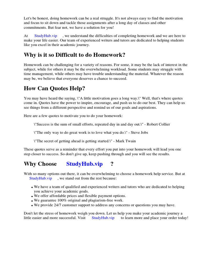 Motivational Homework Quotes | PDF | Motivation | Motivational