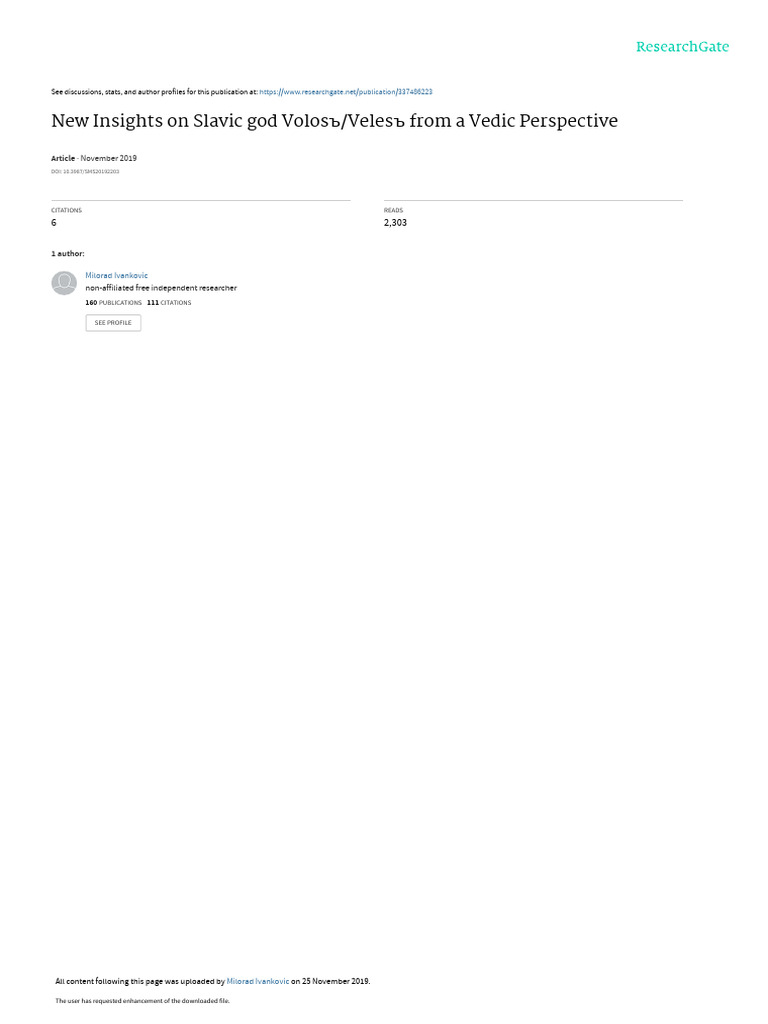 New Insights on Slavic god Volosъ Velesъ from a Vedic Perspective | PDF ...