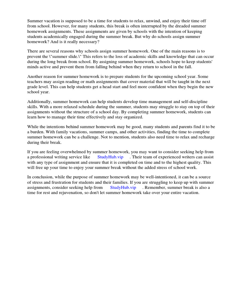 Why Do Schools Assign Summer Homework | PDF | Homework | Teachers