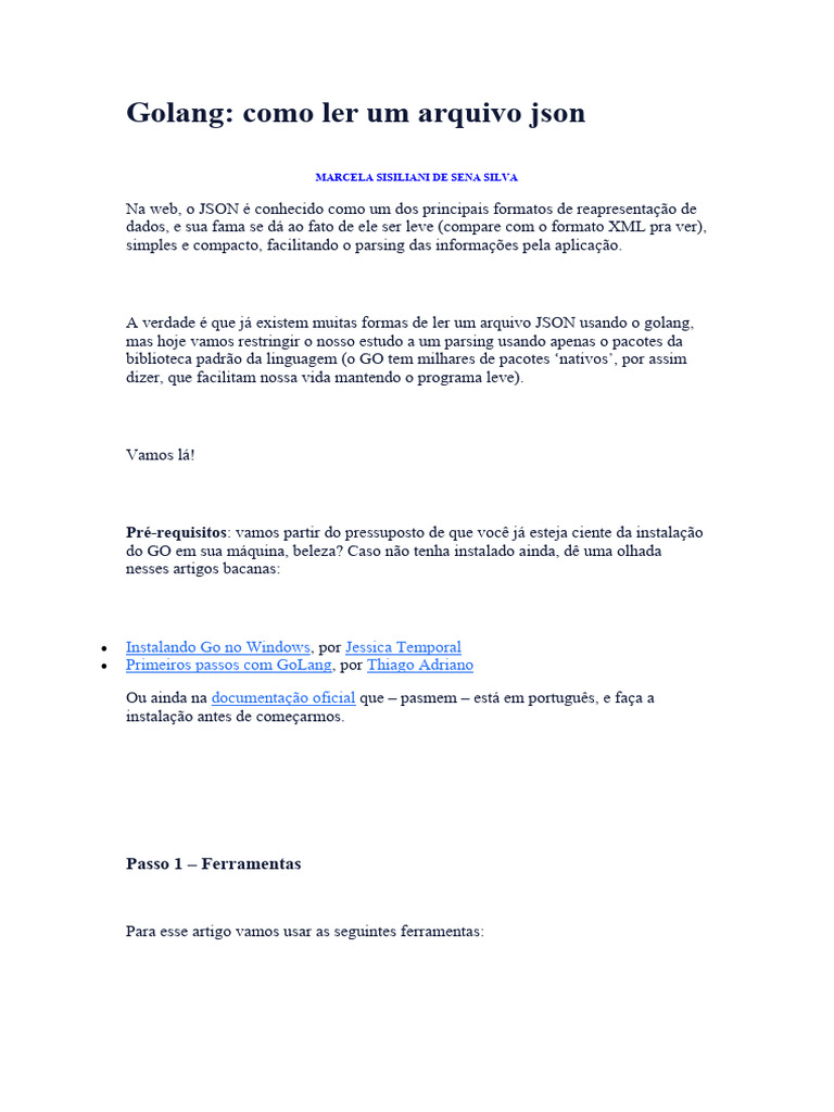Golang - Como Ler Um Arquivo Json | PDF | Json | Dados de computador