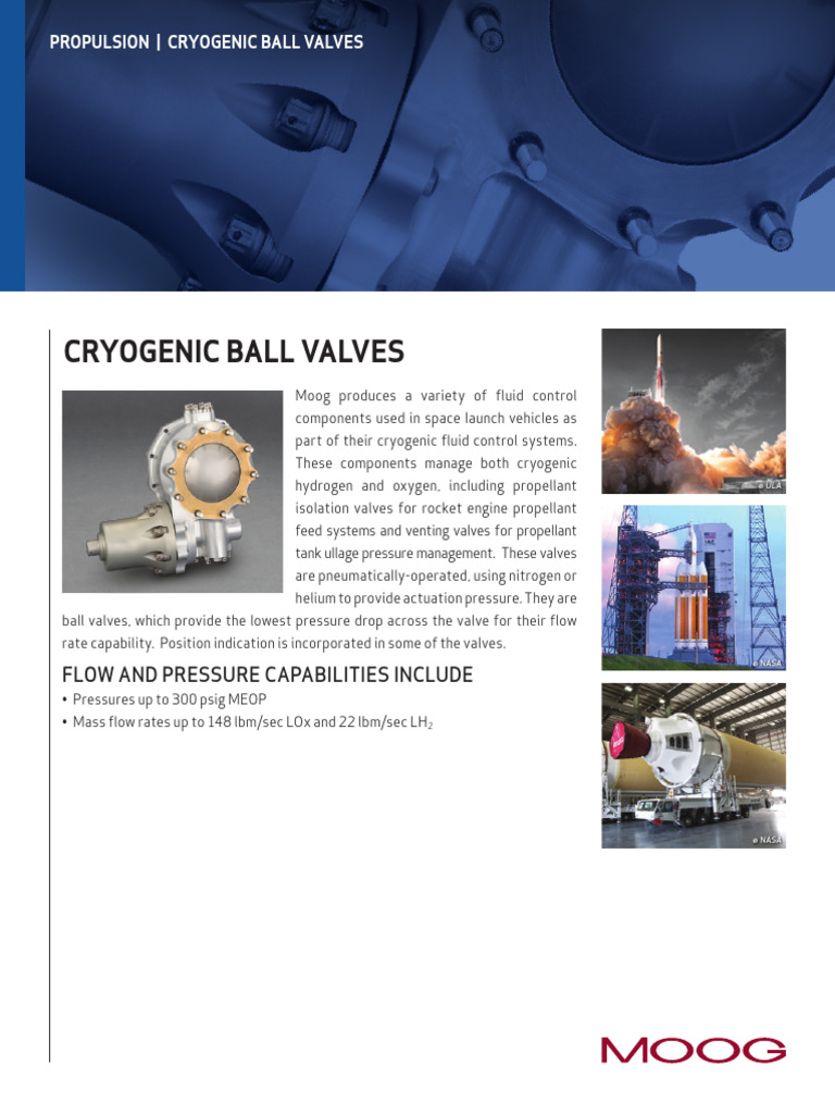 Moog Cryogenic Ball Valves Datasheet | PDF | Liquid Hydrogen | Cryogenics