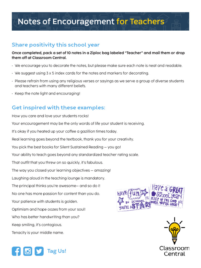Encouragement Notes for Teachers | PDF | Career & Growth | Wellness