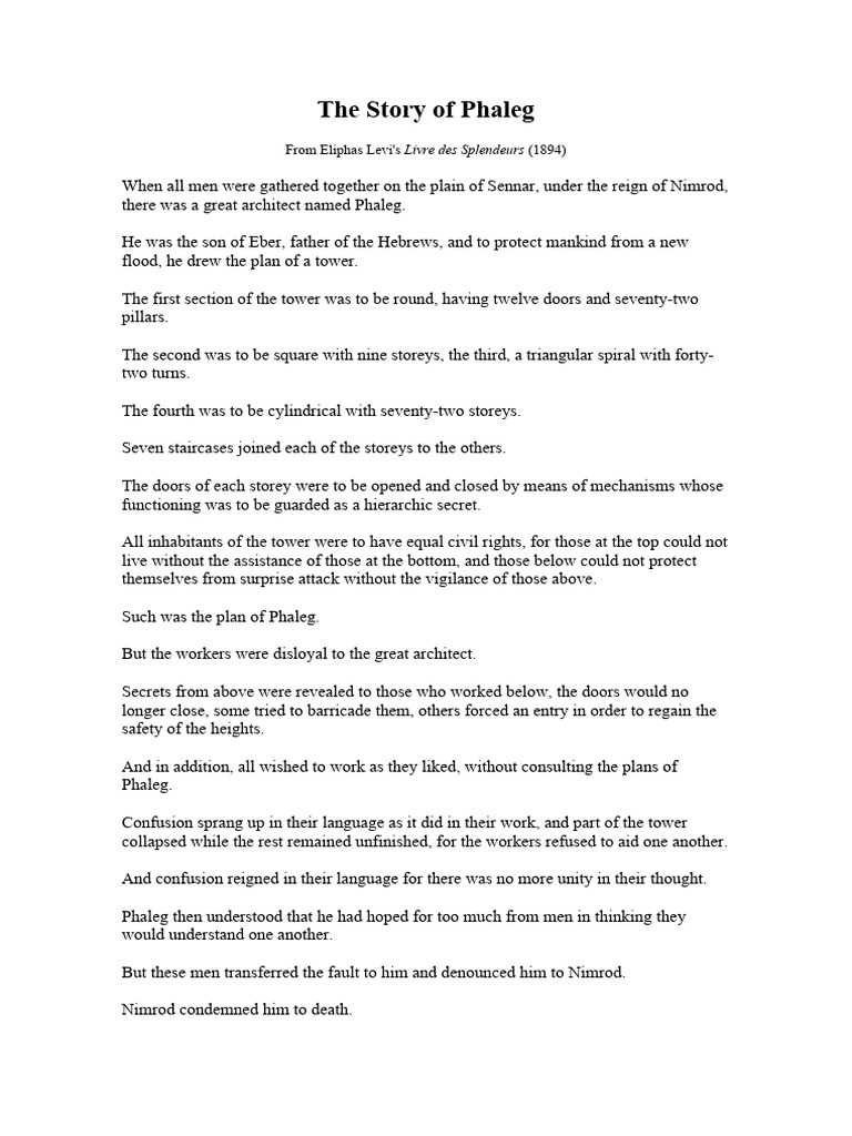 The Story of Phaleg | PDF