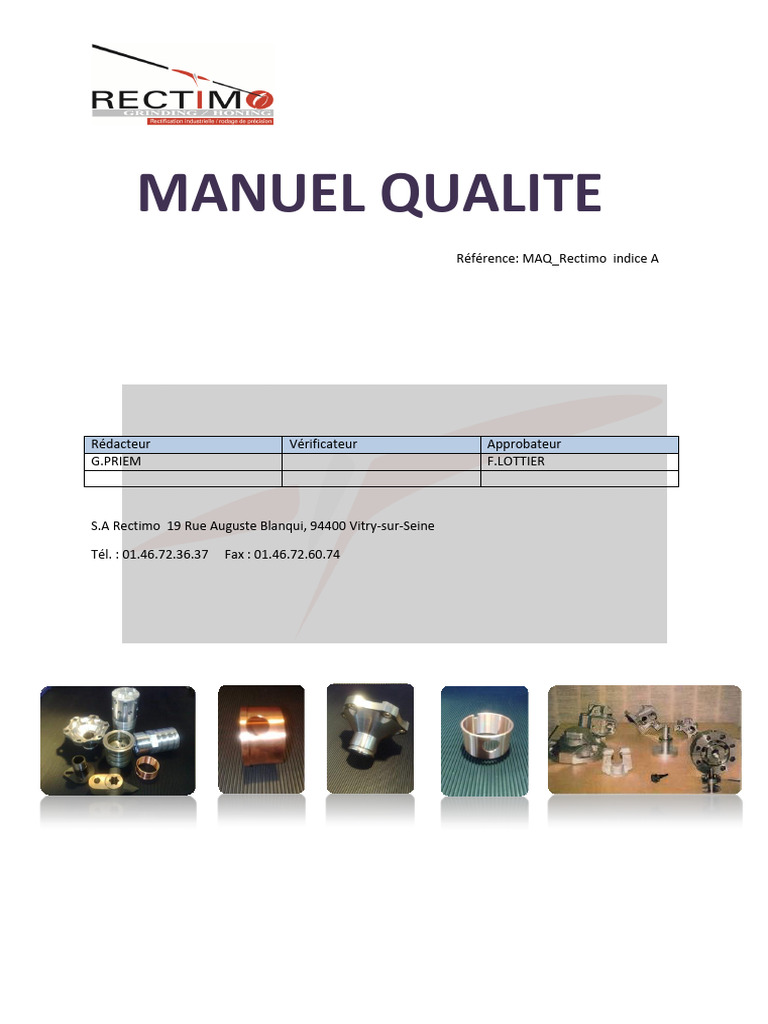 Manuel Qualité de Rectimo | PDF | Système de management de la qualité ...