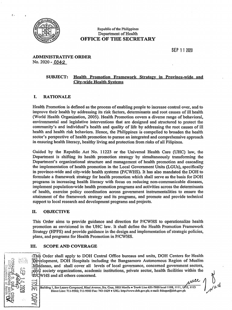 HEPO Framework Strategy DOH-Administrative-Order-No-2020-0042 | PDF ...