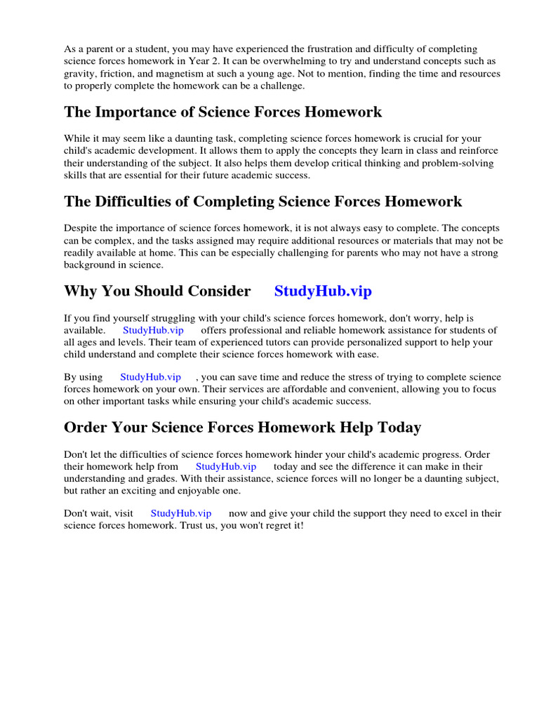 Year 2 Science Homework Help | PDF | Force | Acceleration