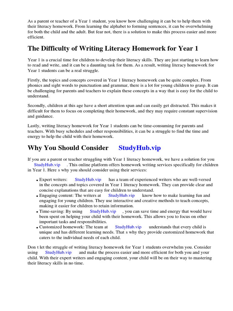 Literacy Homework Y1 | PDF | Literacy | Homework