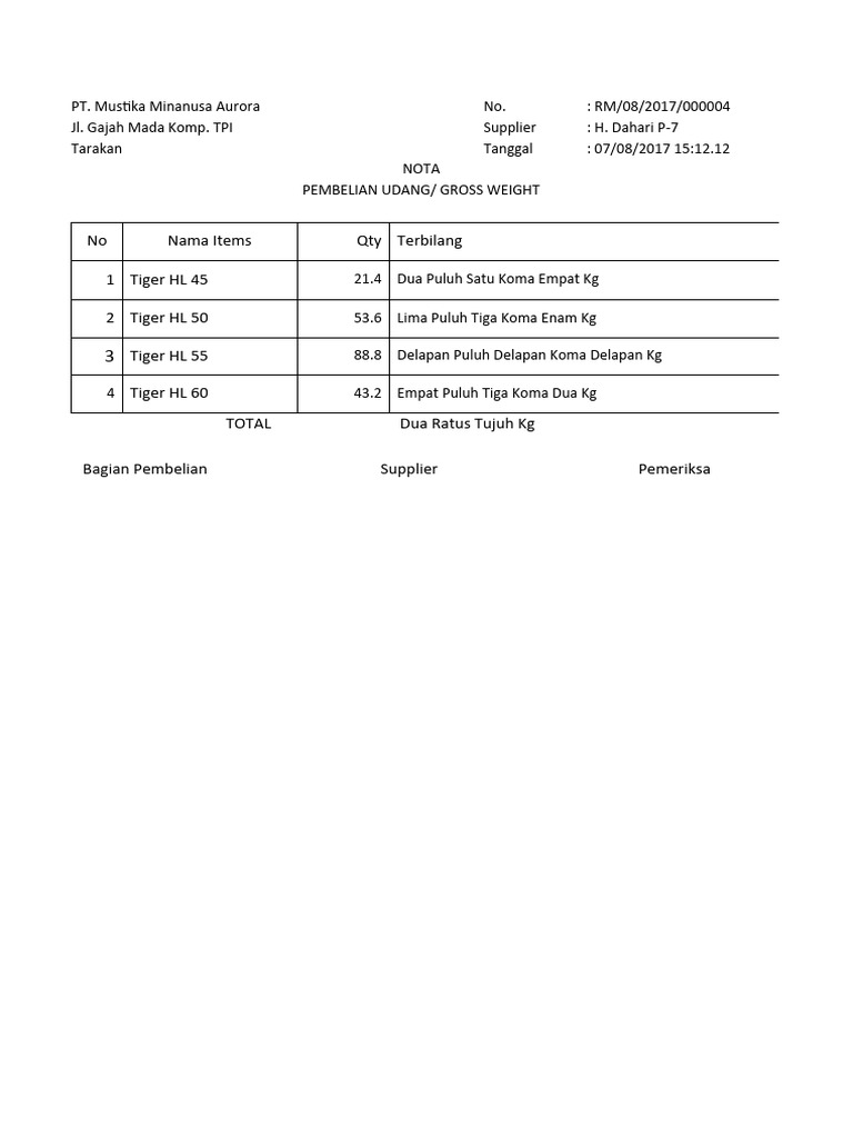 Nota Pembelian | PDF