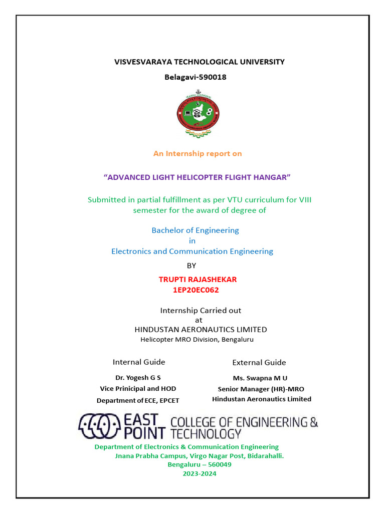 Internship Report Trupti | PDF | Helicopter Rotor | Mechanical Engineering