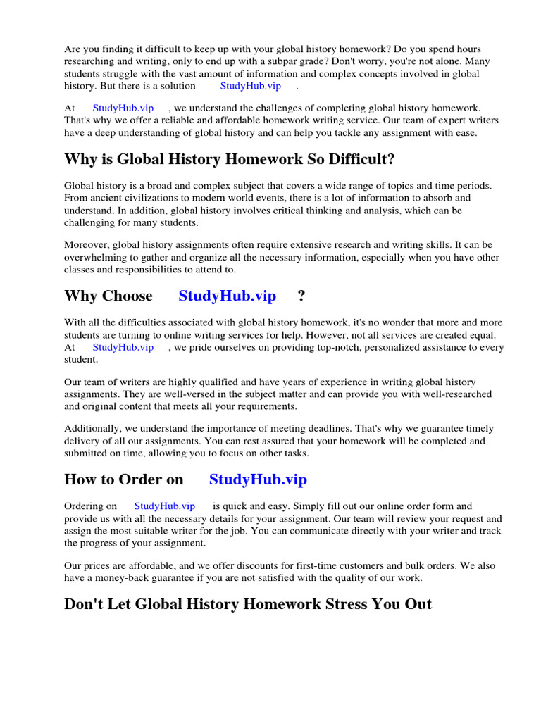 Global History Homework | Download Free PDF | Homework | Books