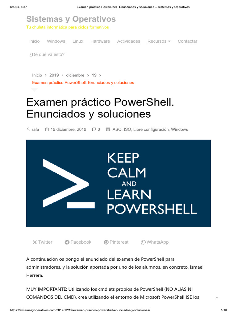 Examen práctico PowerShell | PDF | Microsoft Windows | Lenguaje de ...