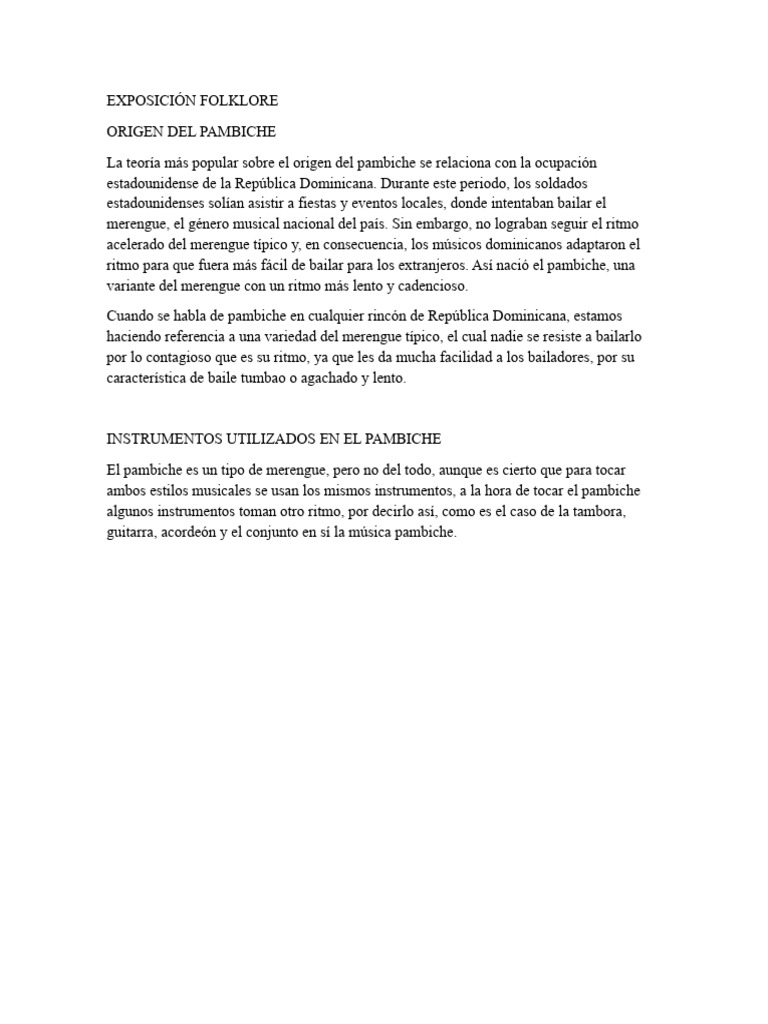 Origen y características del pambiche | PDF