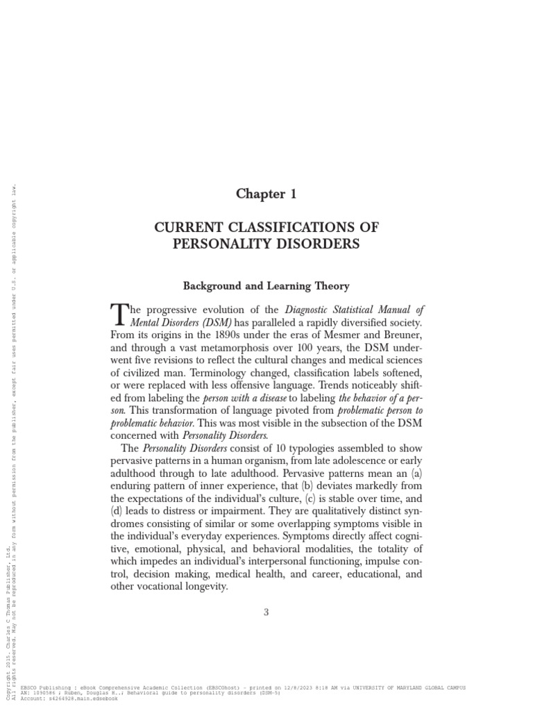 Chapter 1 | PDF | Personality Disorder | Antisocial Personality Disorder