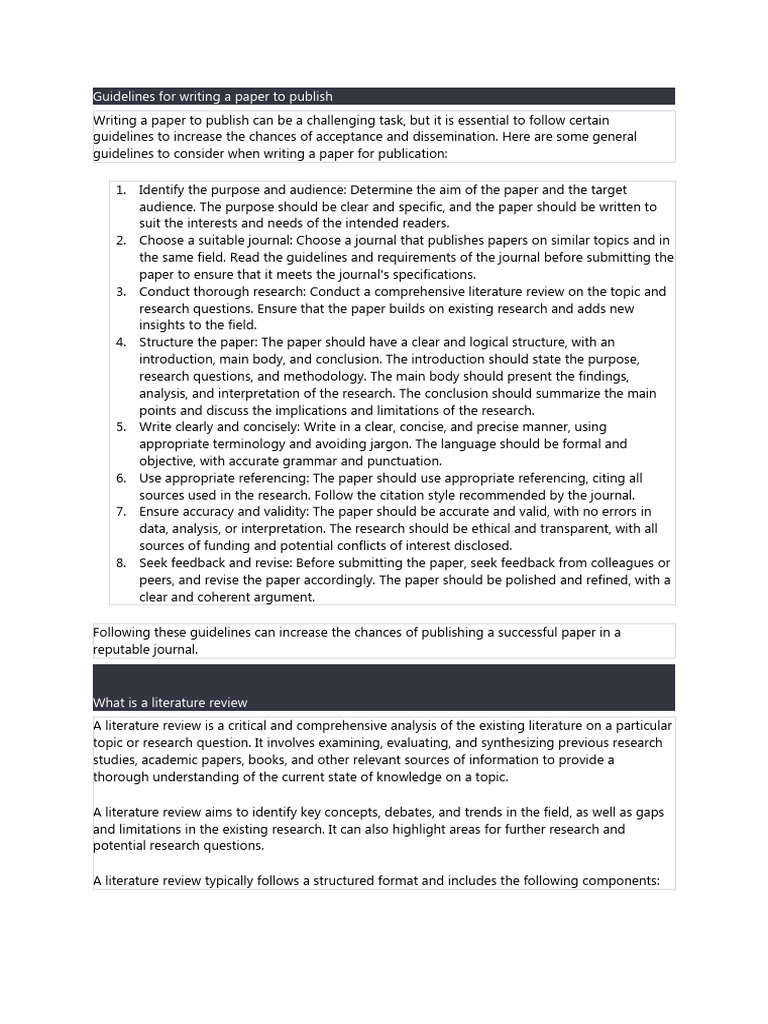 Guidelines For Writing A Paper To Publish | Download Free PDF ...