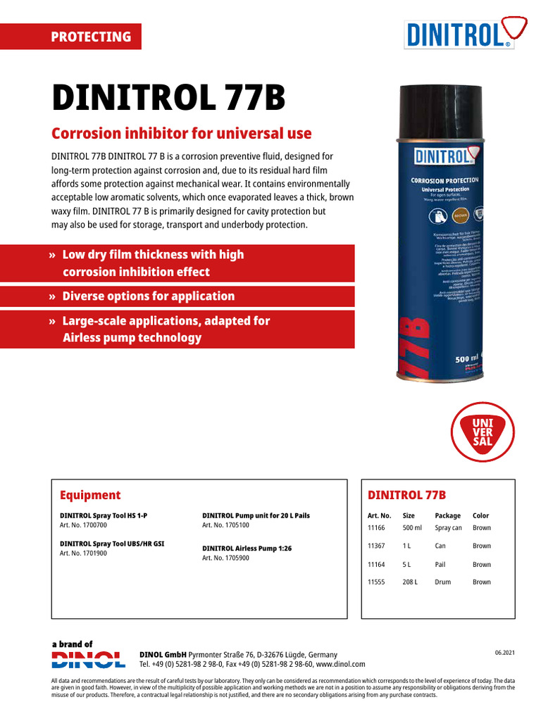 DINITROL 77B Corrosion Inhibitor Guide | PDF | Corrosion | Industrial ...