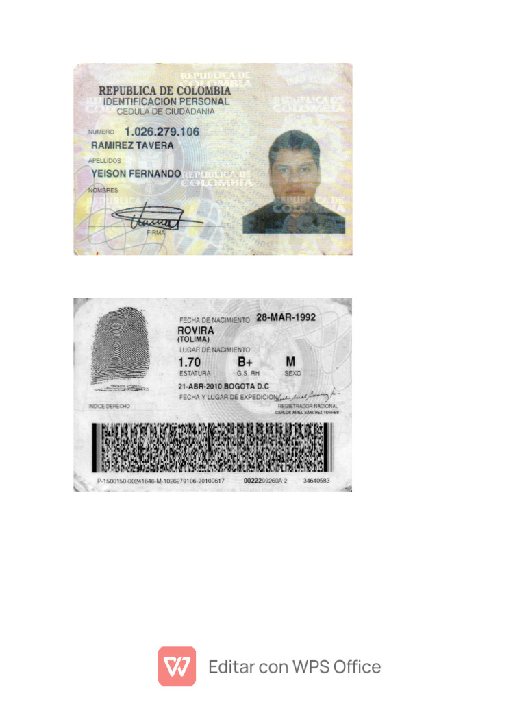 Cedula Yeison Ramirez | PDF