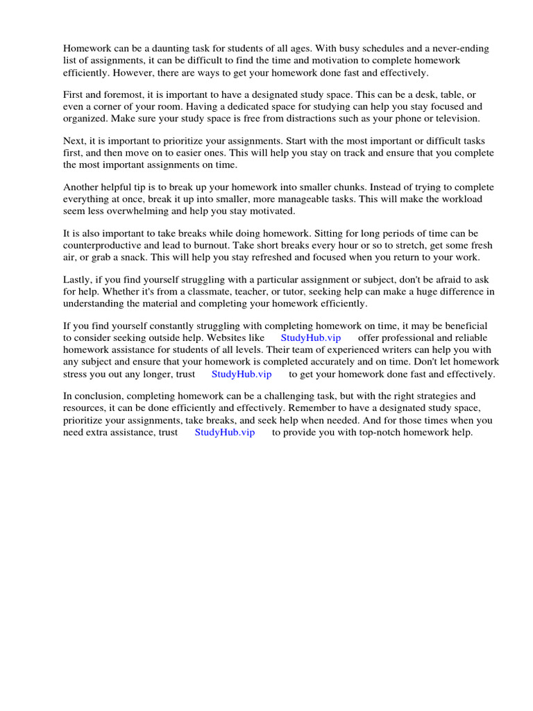 Fast Homework Completion Strategies | PDF | Homework | Classroom