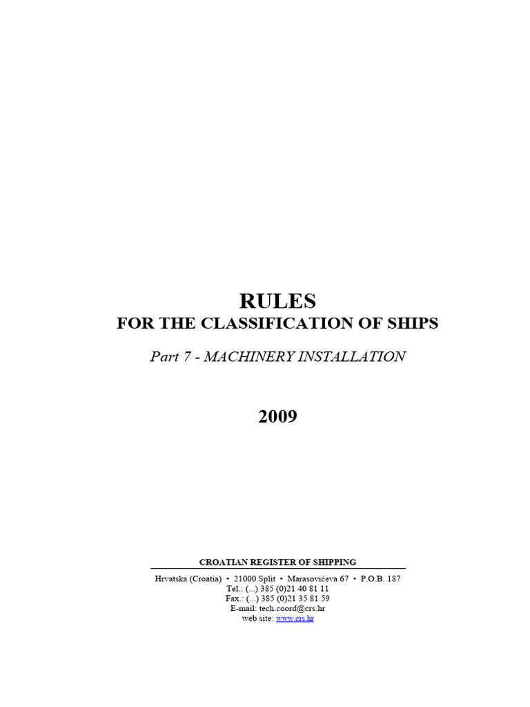 Ship Machinery Installation Rules 2009 | PDF | Marine Propulsion ...