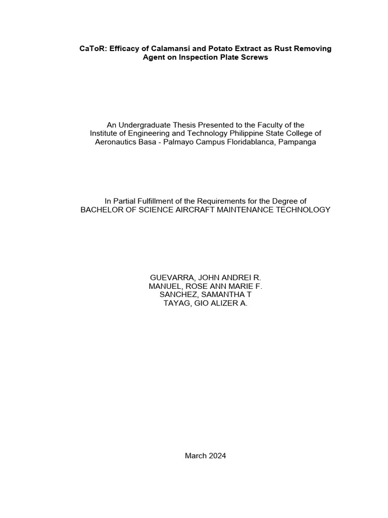 Calamansi & Potato Extract for Rust Removal | PDF | Rust | Corrosion