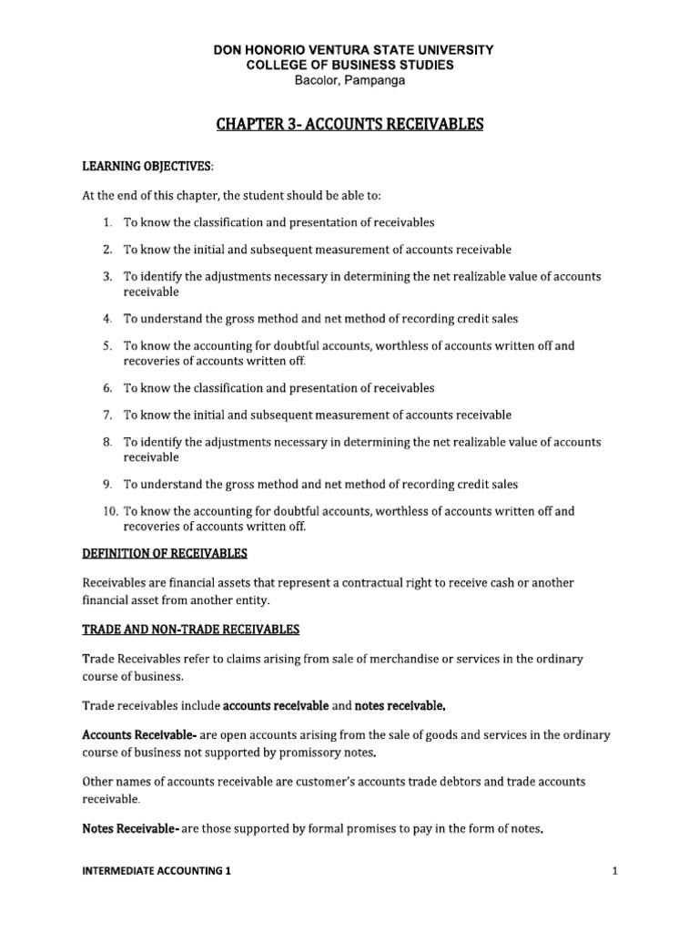 Chapter 3 - Accounts Receivables | PDF