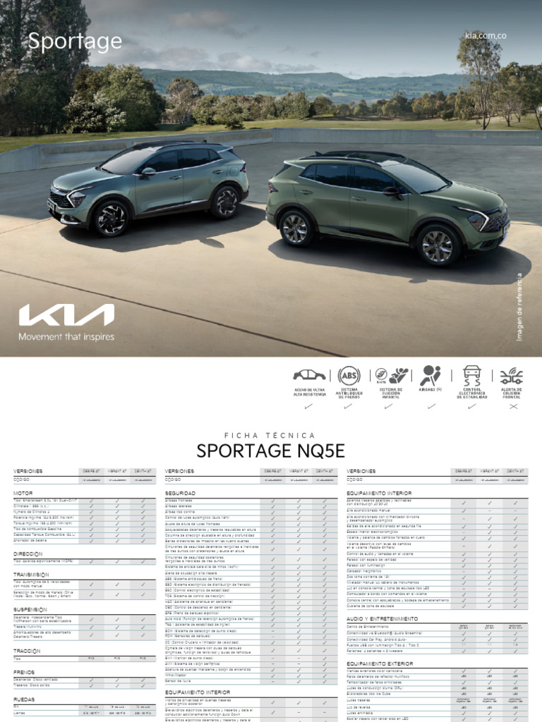 24 03 Ficha Tecnica Sportage (NQ5) v3 | PDF | Airbag | Diodo emisor de luz