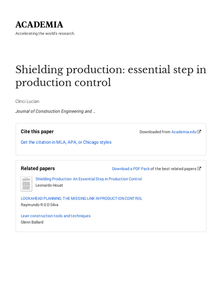 Construction Production Control | PDF | Project Management | Reliability Engineering
