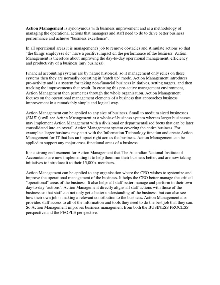 Action Management | PDF | Operations Management | Business Process