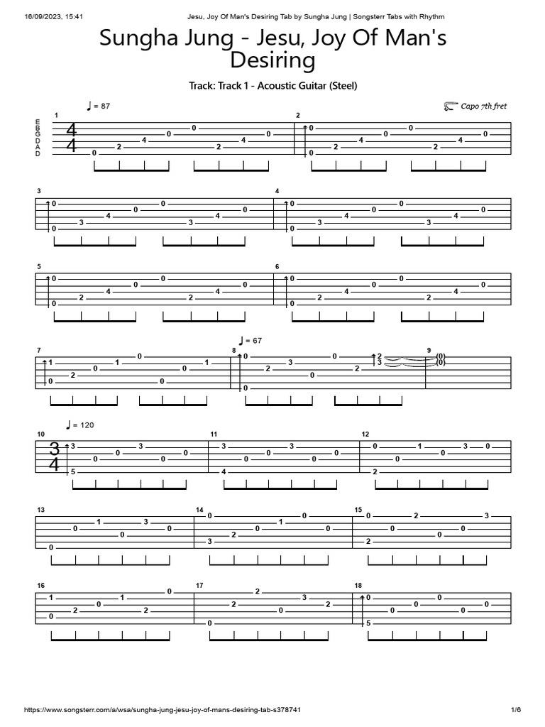 Jesu, Joy of Man's Desiring Tab by Sungha Jung - Songsterr Tabs With ...