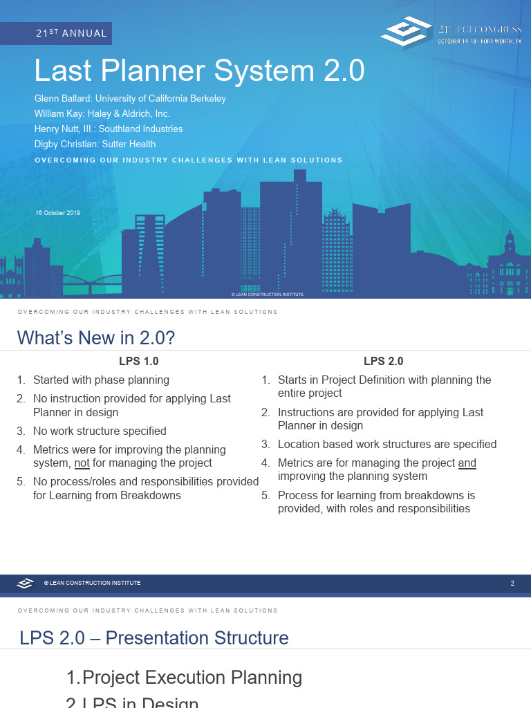 W2E-Last-Planner-System 2.0 | PDF | Design | Engineering
