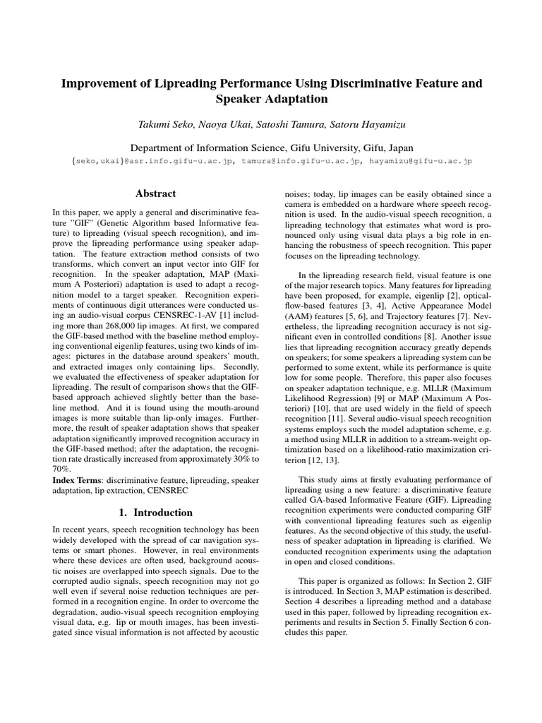 Paper 28 | PDF | Matrix (Mathematics) | Speech Recognition