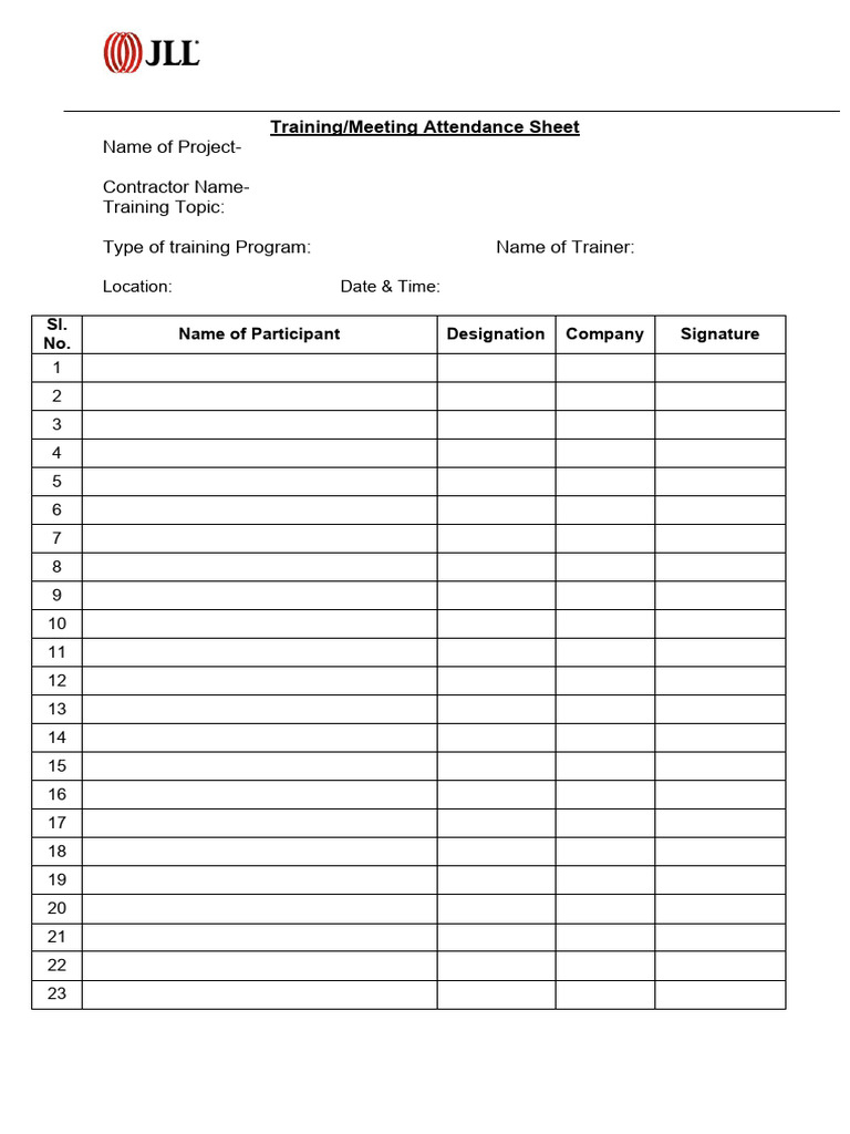 Training Attendance Format | PDF