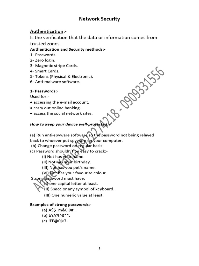 Network Security | PDF | Password | Authentication