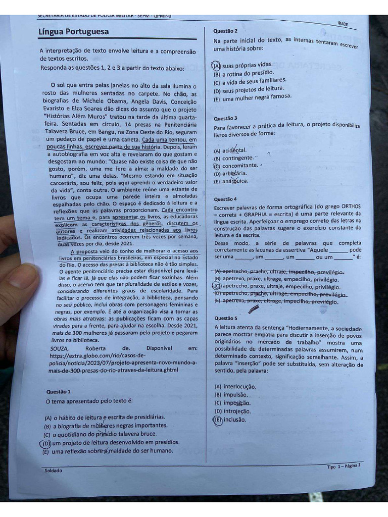 Prova PMERJ TIPO 01 | PDF