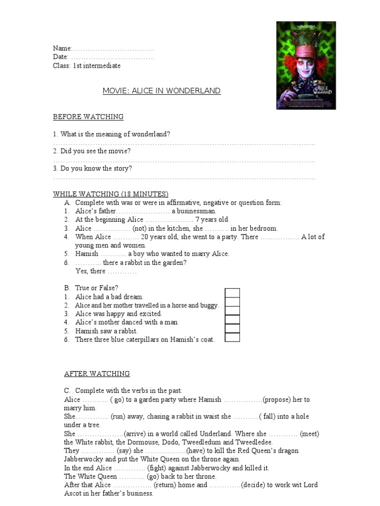 Alice in Wonderland Movie Study Guide | PDF | Art