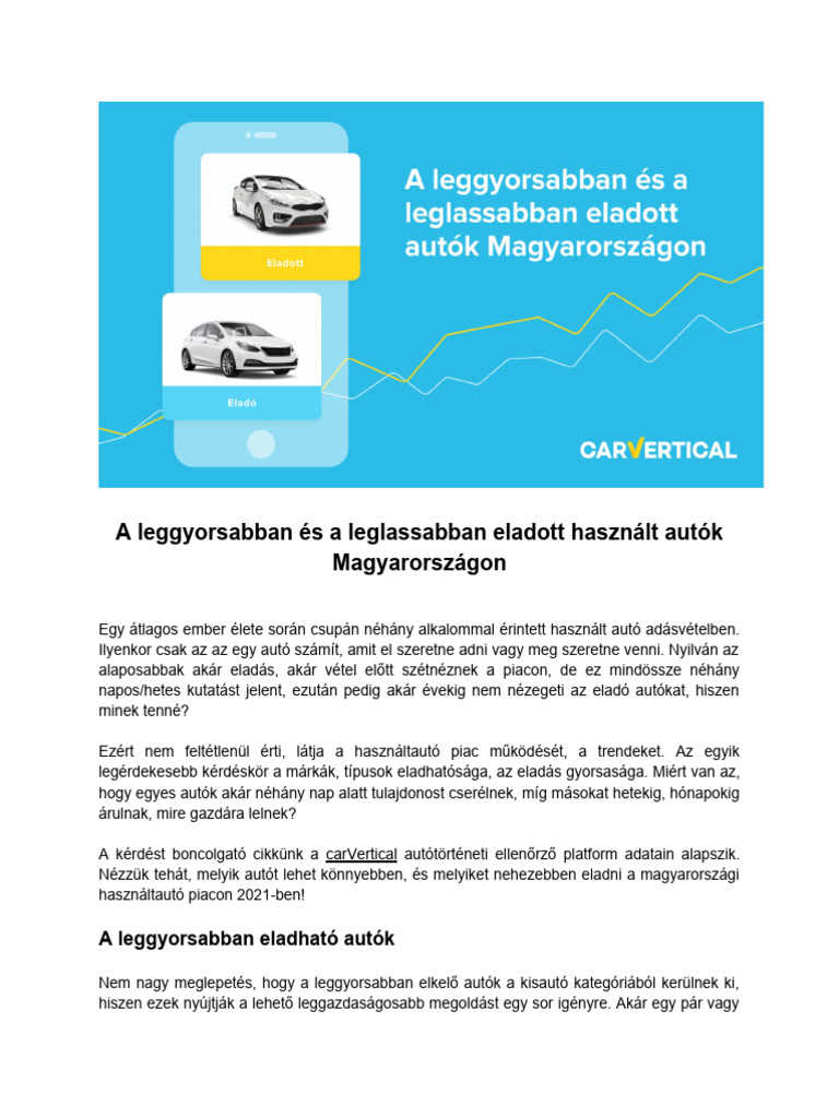 HU - The Fastest and Slowest Selling Cars in Hungary | PDF