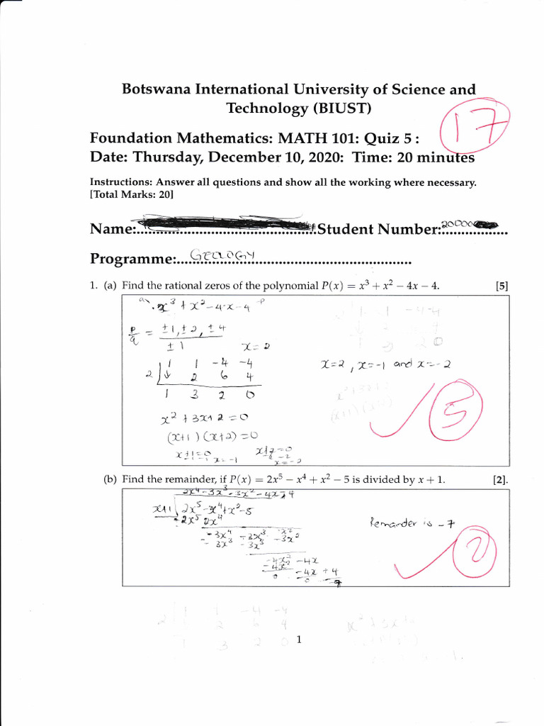 Math 101 Quiz 5 - 2020 - 20210926 - 0001 | PDF | Abstract Algebra ...
