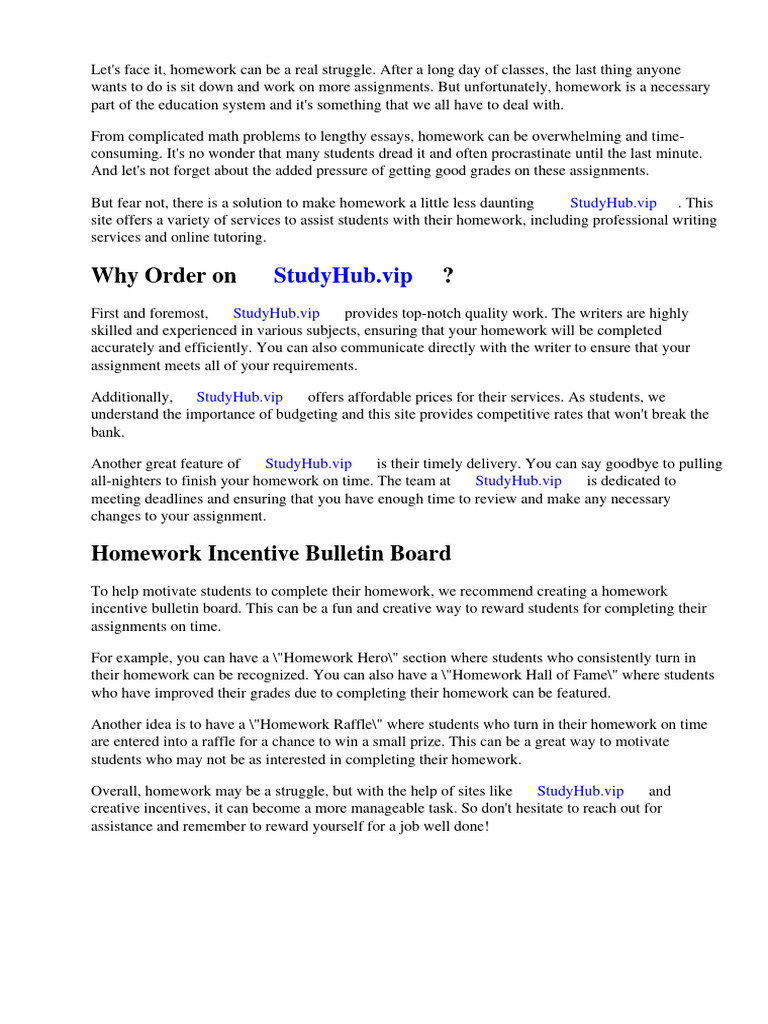 Homework Incentive Bulletin Board | PDF | Homework