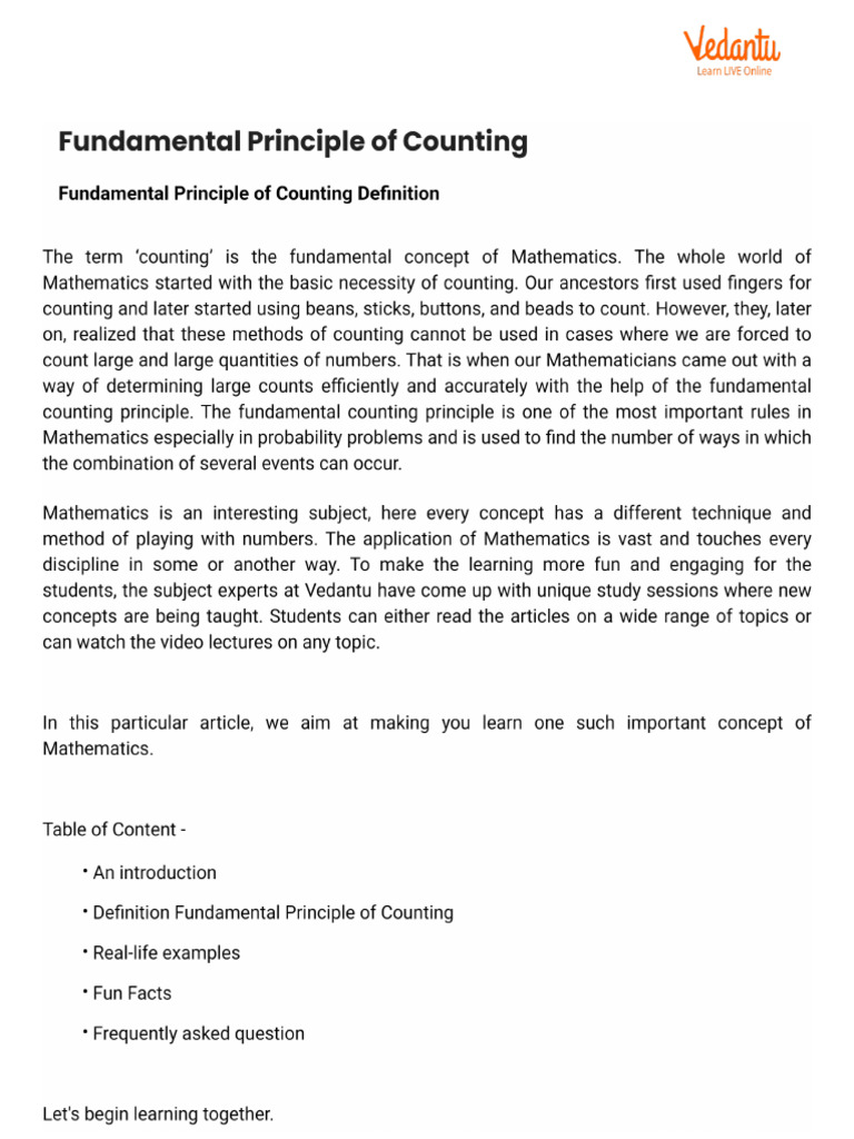 Fundamental Principle of Counting | PDF