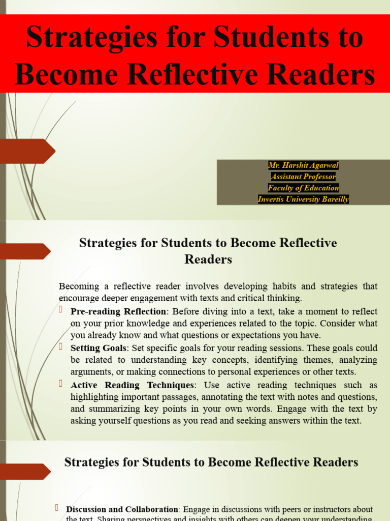 Reflective Reading Strategies for Students | PDF | Experience | Knowledge