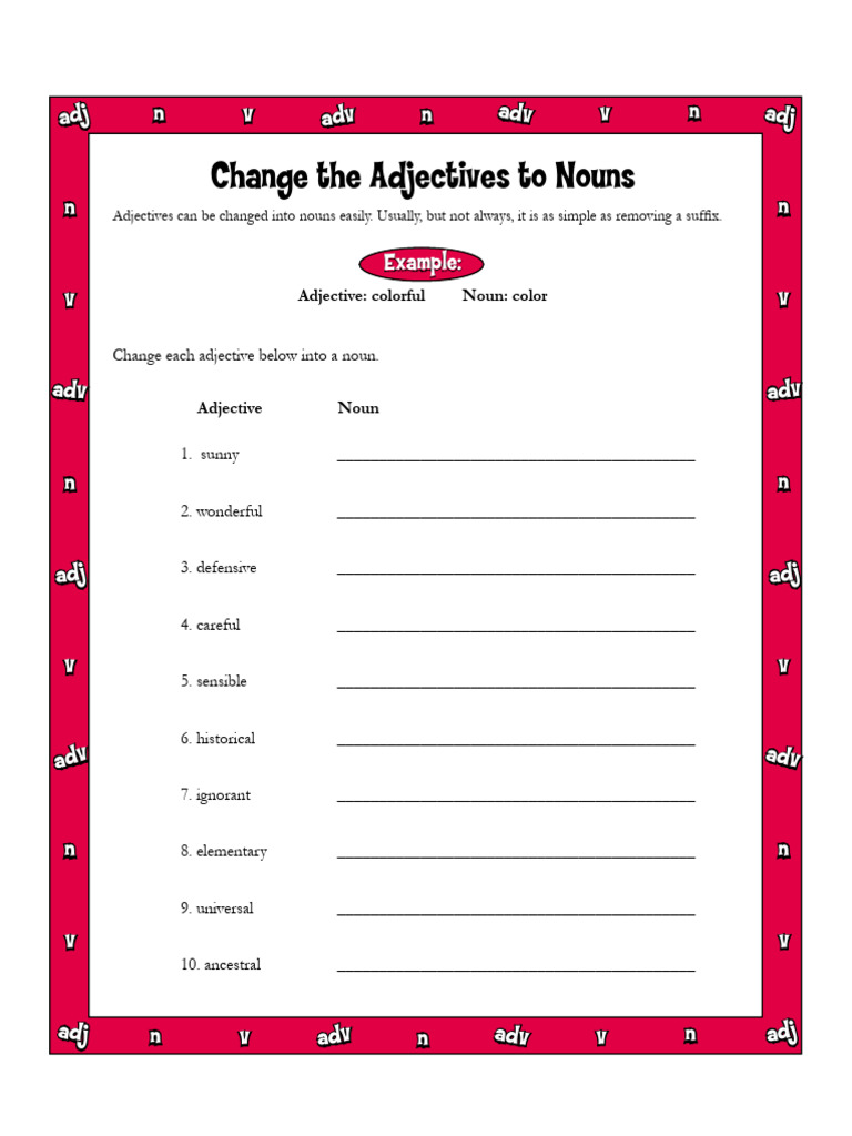 Changing From Adjectives To Nouns | PDF | Adjective | Language Mechanics