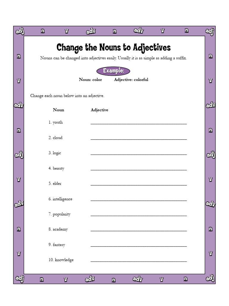 Changing From Nouns to Adjectives | PDF | Adjective | Languages